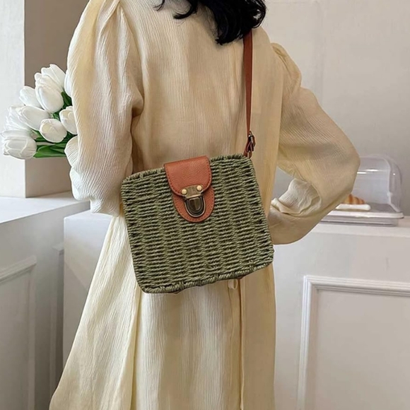 Lucky 7 | Bags | Boho Square Rattan Straw Crossbody Bag | Poshmark